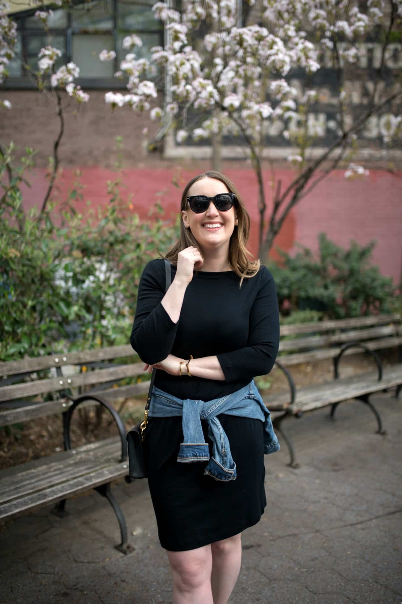 tshirt-dress-denim-jacket - wit & whimsy